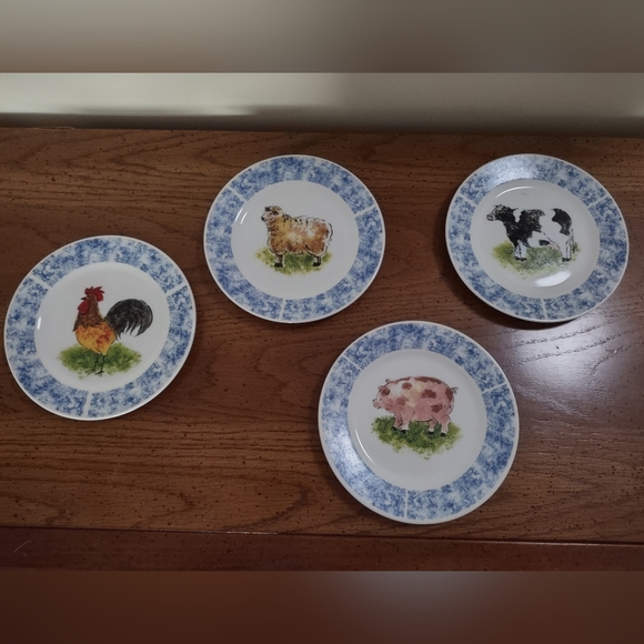 Dining | Country Barn Tabletops Unlimited Set Of 4 Farm Animals 7 ...
